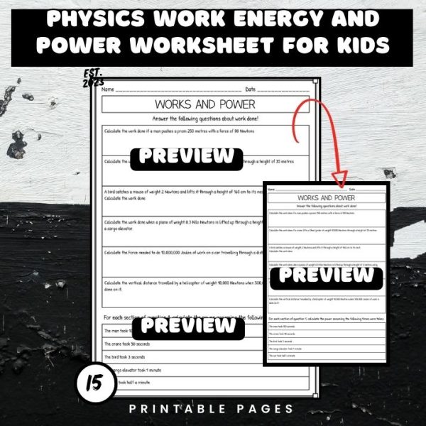 Physics Work Energy and Power Worksheet - Made By Teachers