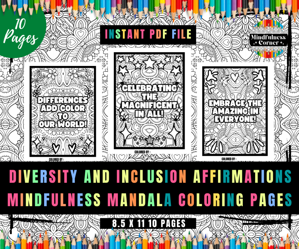 Diversity And Inclusion, Encouraging Affirmations Coloring Pages, No ...