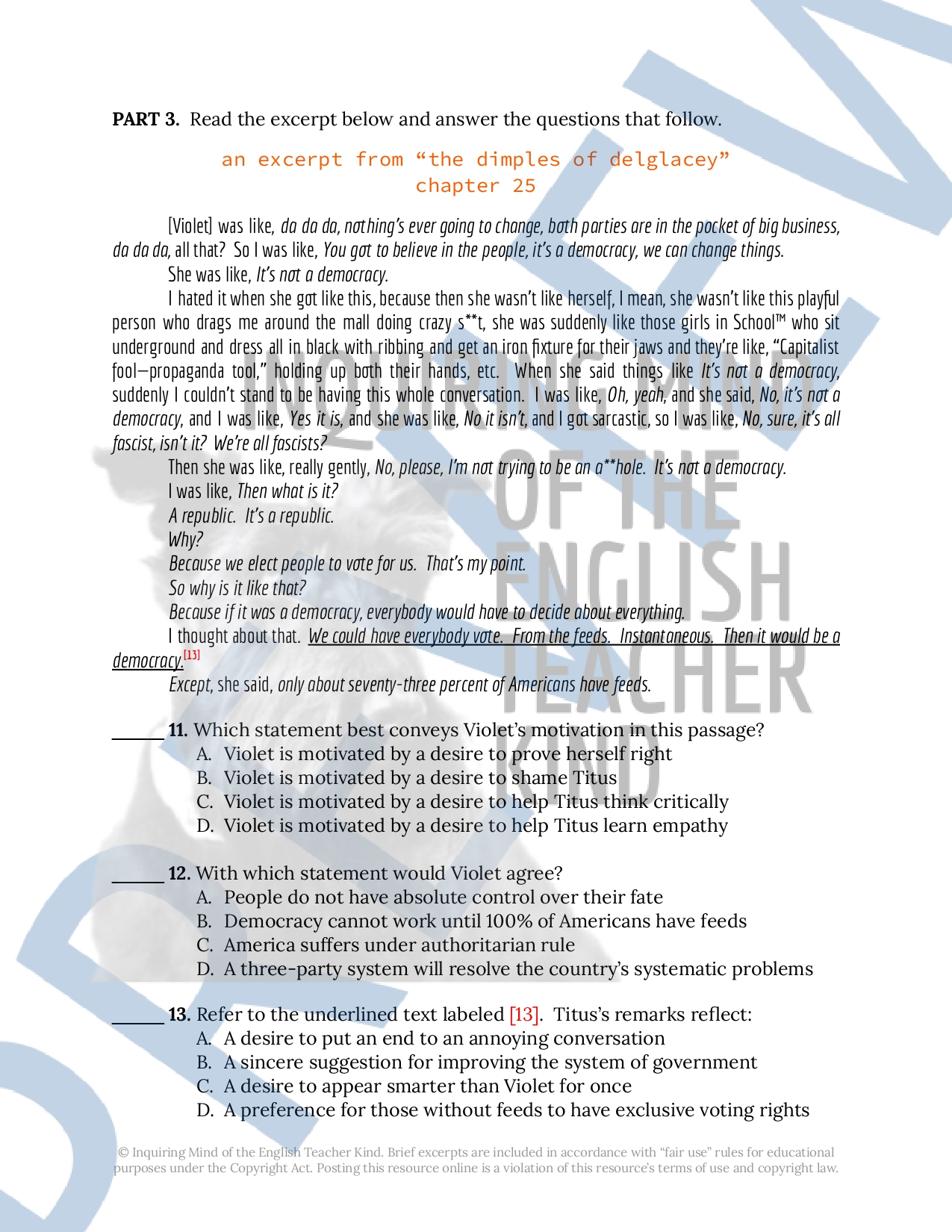 Feed by M.T. Anderson Close Reading Analysis Worksheets Bundle | Made ...