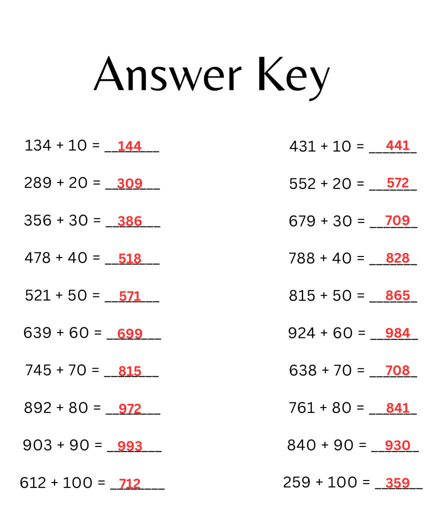 Printable adding multiples of 10 to a 2 digit number worksheet first ...