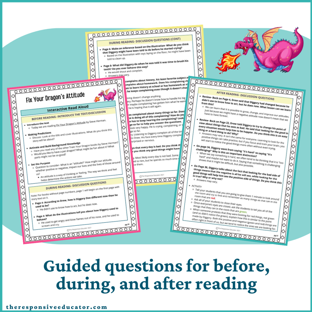 My Dragon Series Interactive Read Aloud Lesson Plan ELA SEL Activities ...