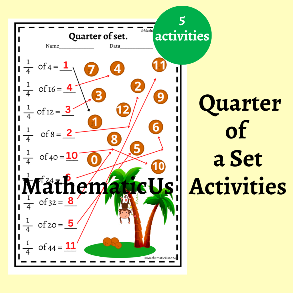 Half and Quarter of a Set Activities Matching | Made By Teachers