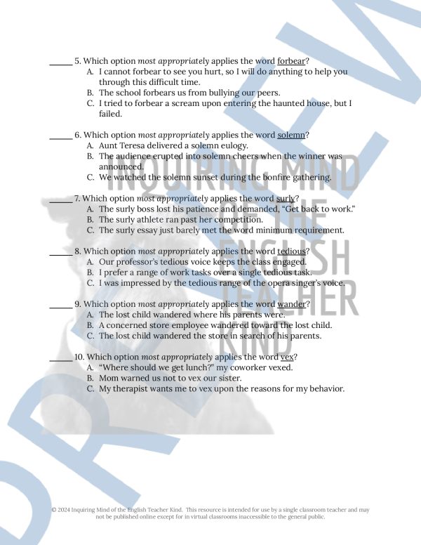 Shakespeare's The Taming of the Shrew Vocabulary Games for High School ...