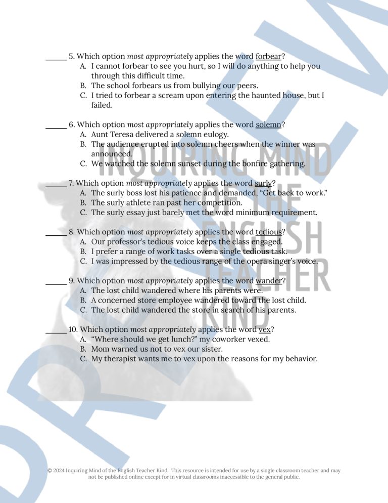 Shakespeare's The Taming of the Shrew Vocabulary Games for High School ...