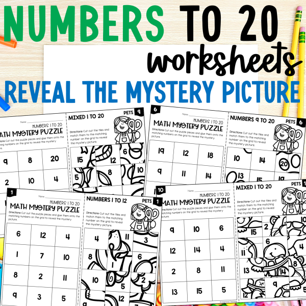 Pet Numbers to 20 Worksheets Math Mystery Puzzles Pet Number ...