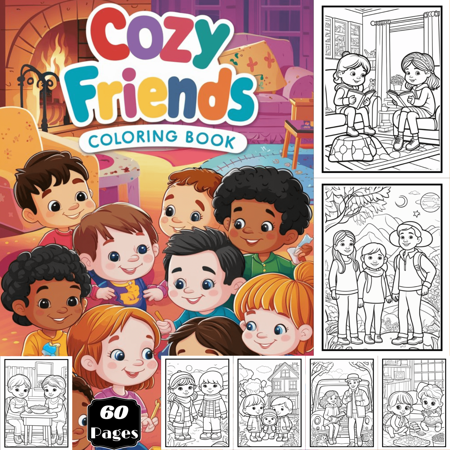 Cozy Friends Coloring Pages for Kids - Friendship Day Coloring Pages ...