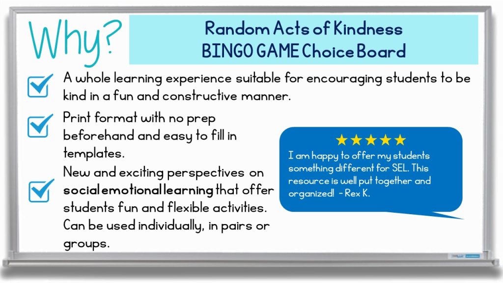 Random Acts of Kindness Bingo Game, Be Kind NO PREP SEL Activities ...