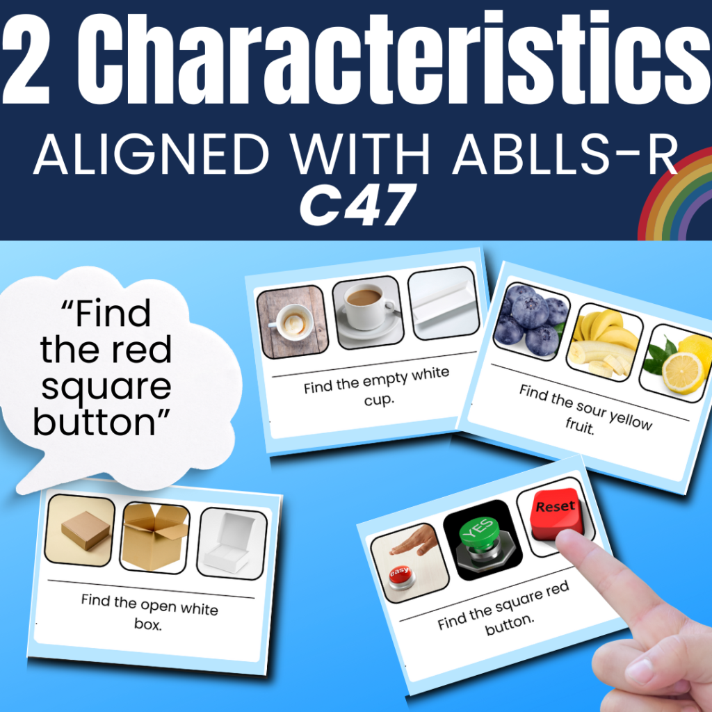 Select Single Items with 2 Specified Characteristics Cards Aligned with ...