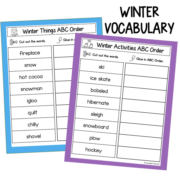 Winter ABC Order Worksheets Cut & Paste Activities Alphabetizing - Made ...