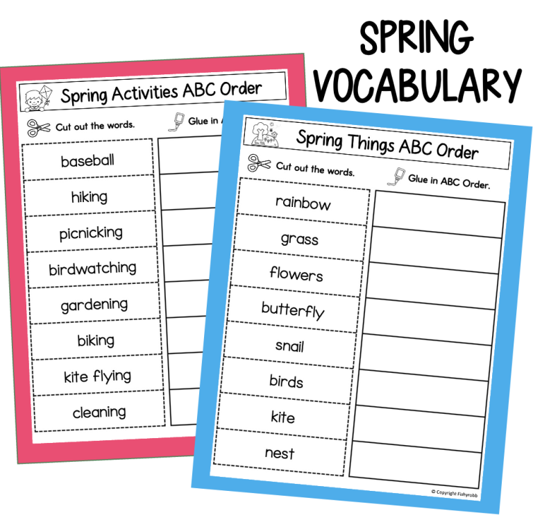 Spring ABC Order Worksheets Cut and Paste Activities - Made By Teachers