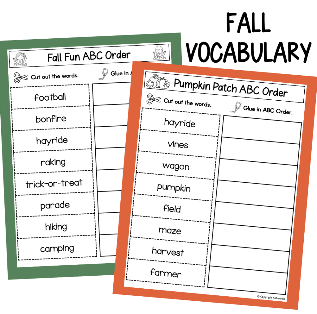 Winter Spring Summer Fall ABC ORDER Worksheets Bundle Cut & Paste ...