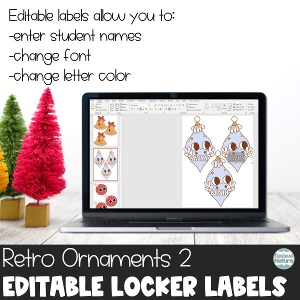 Christmas Name Tags - Editable Locker Labels or Cubby Tags - Retro ...