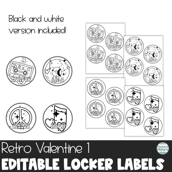 Groovy Retro Valentine Locker Labels - Editable Cubby Tags | Made By ...