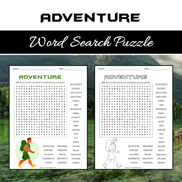 Adventure Word Search Puzzle - Made By Teachers