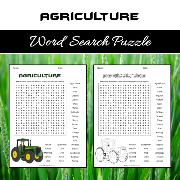 Agriculture Word Search Puzzle - Made By Teachers