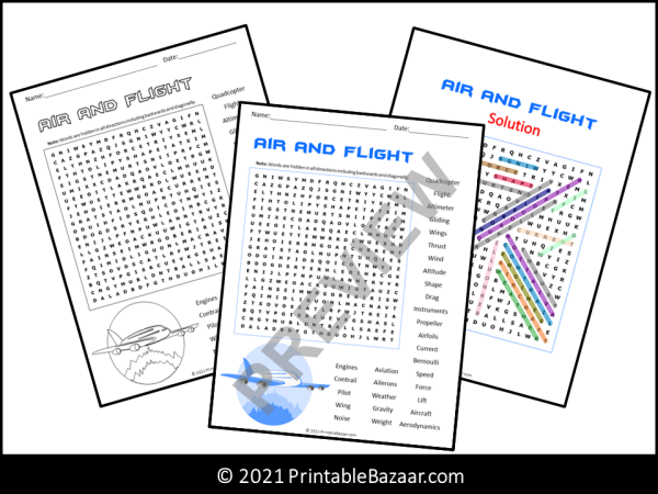 Air and Flight Word Search Puzzle - Made By Teachers