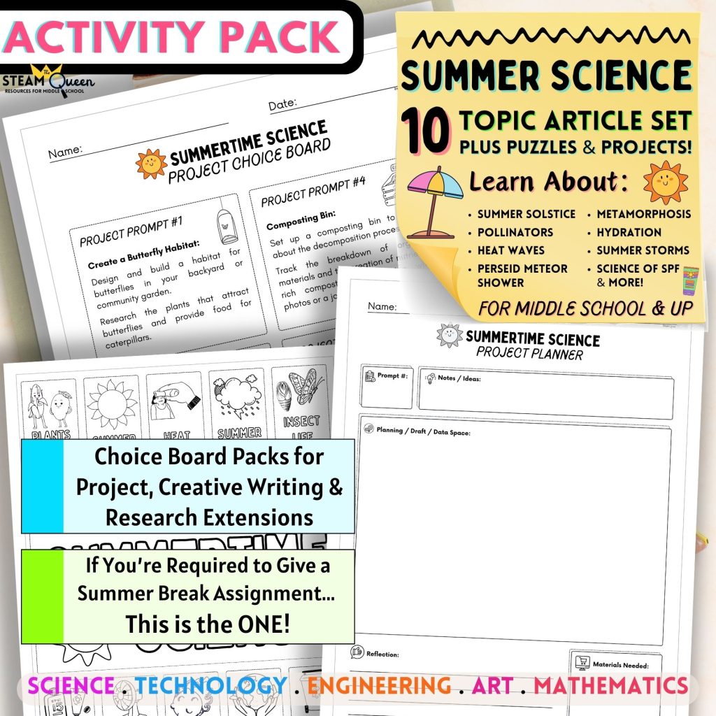 Summer Science Activity Packet! 10 Topics Article Games and More for ...