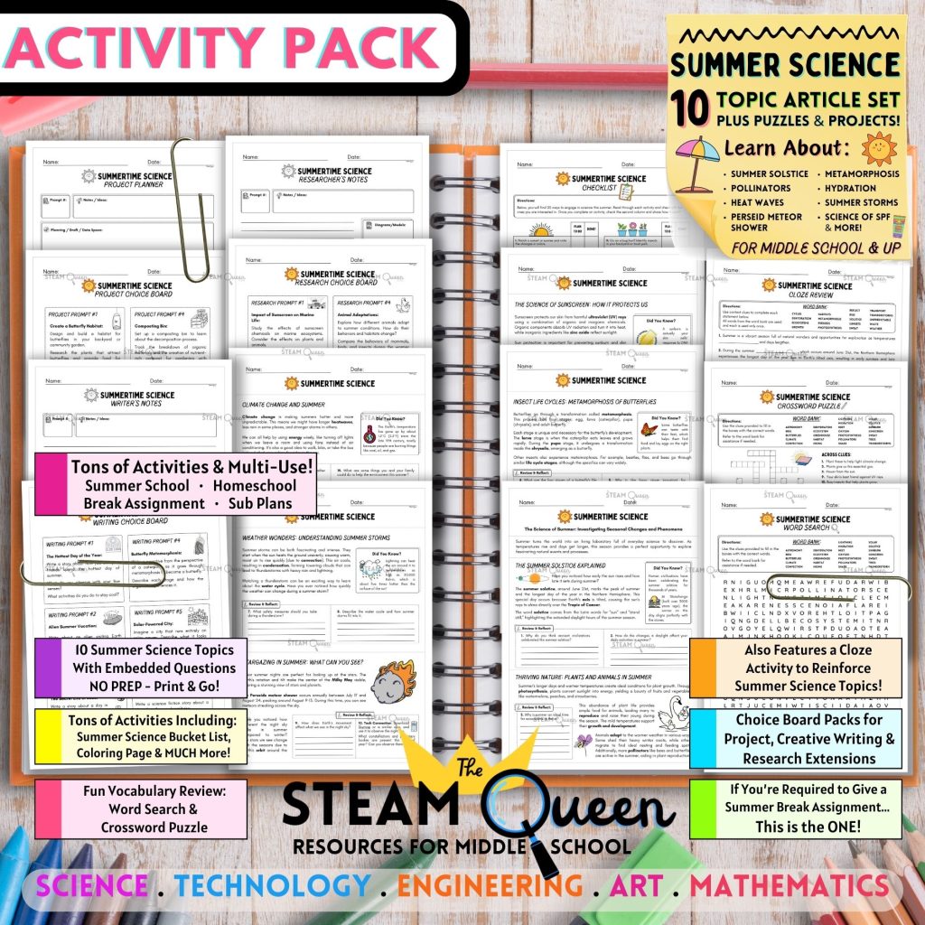 Summer Science Activity Packet! 10 Topics Article Games and More for ...