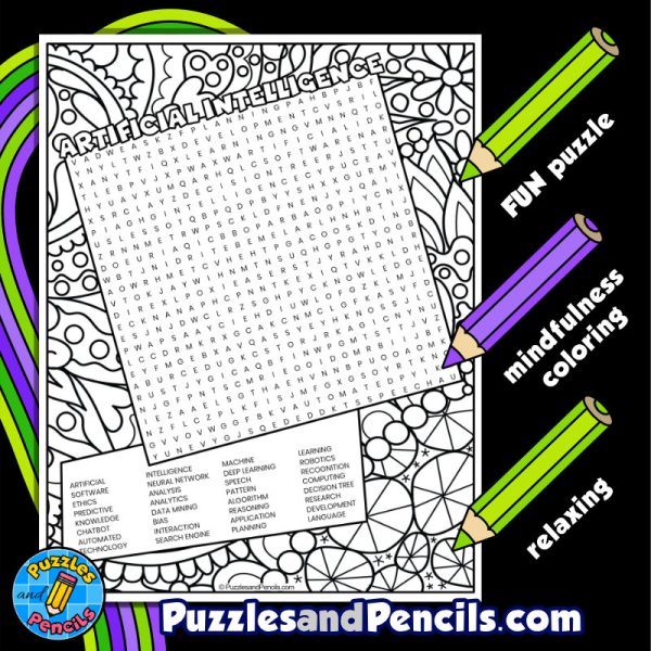 Artificial Intelligence Word Search Puzzle with Coloring | Computer ...