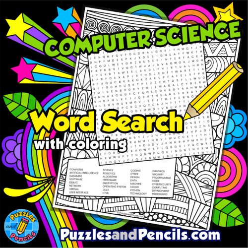 Computer Science Word Search Puzzle with Coloring | Made By Teachers