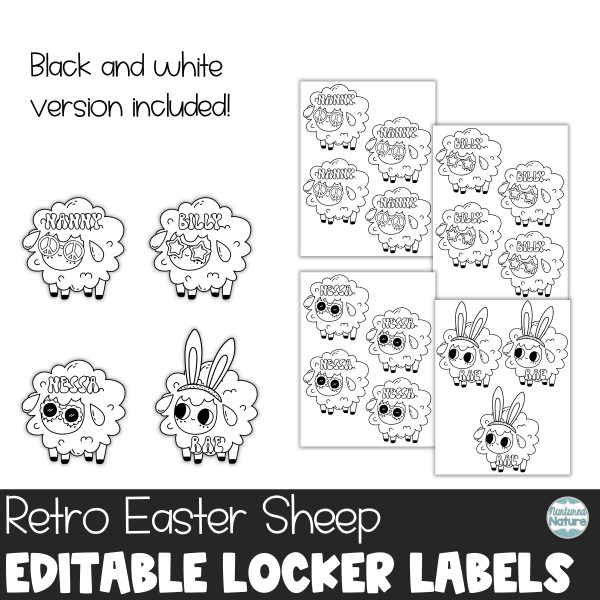Editable Spring Decor - Retro Easter Locker Labels or Cubby Tags ...