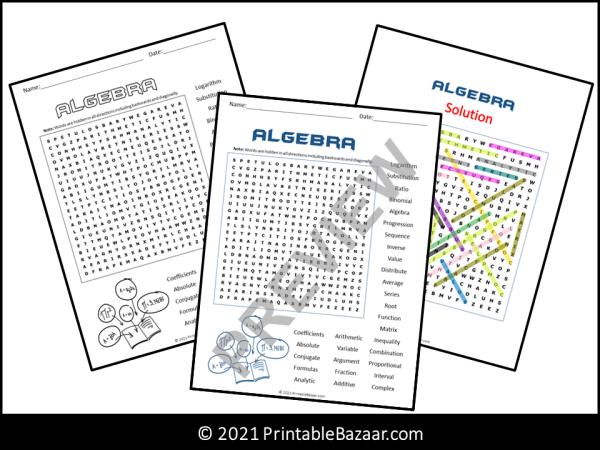 Algebra Word Search Puzzle | Made By Teachers