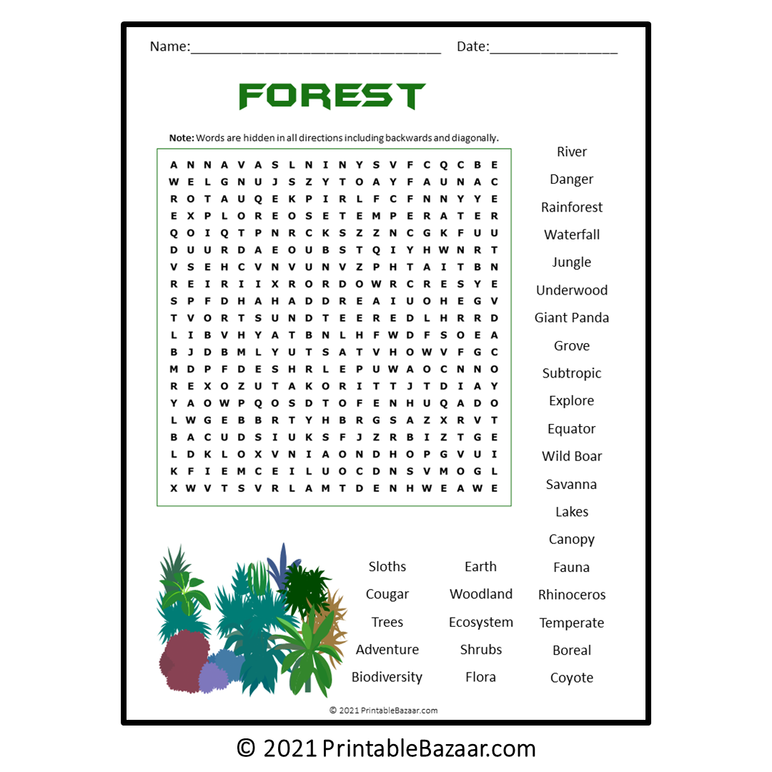 All About Forests Word Search Puzzle | Made By Teachers