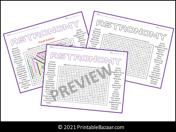 Astronomy Word Search Puzzle | Made By Teachers