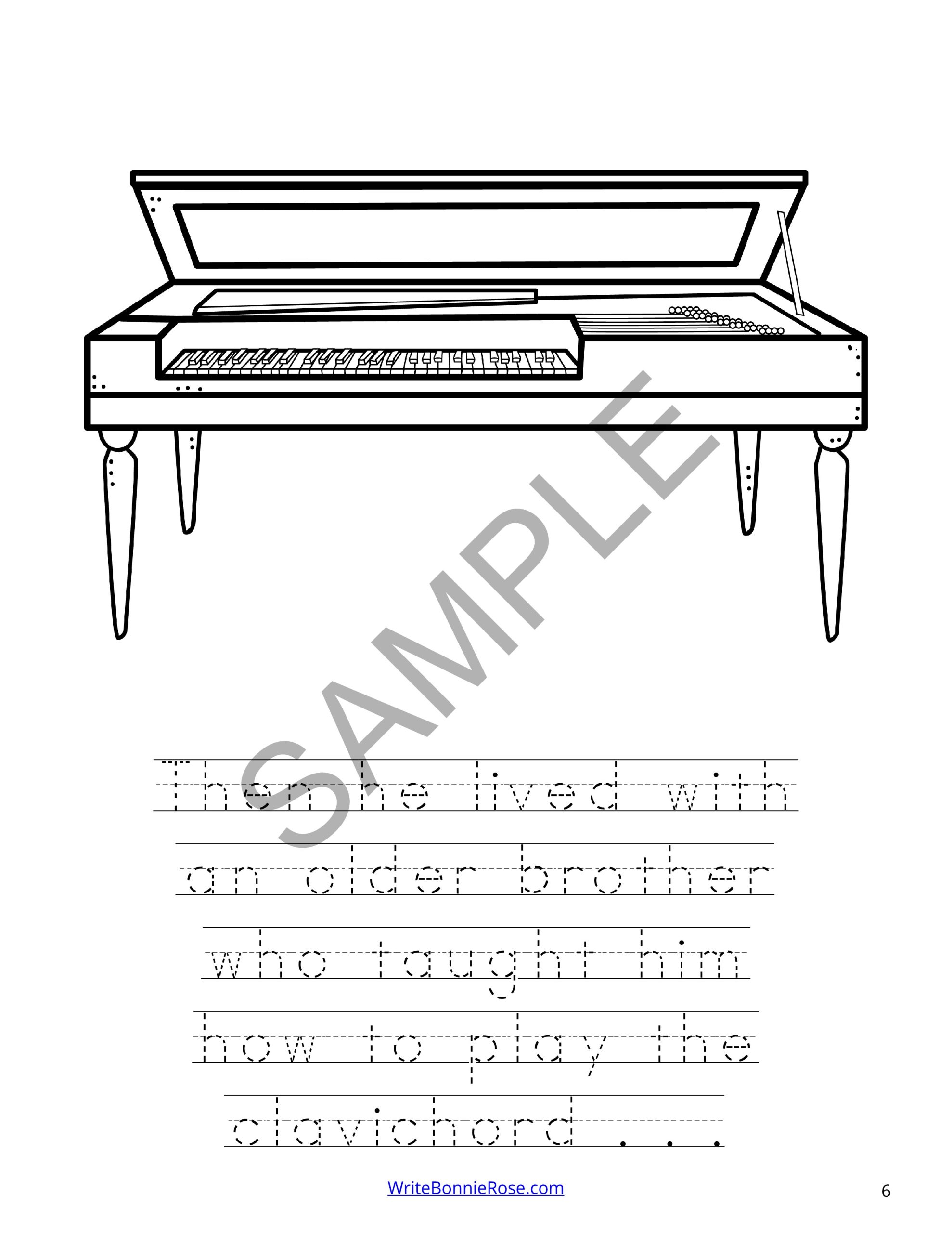 Famous Composers Coloring Book: Life of Johann Sebastian Bach-Level B ...