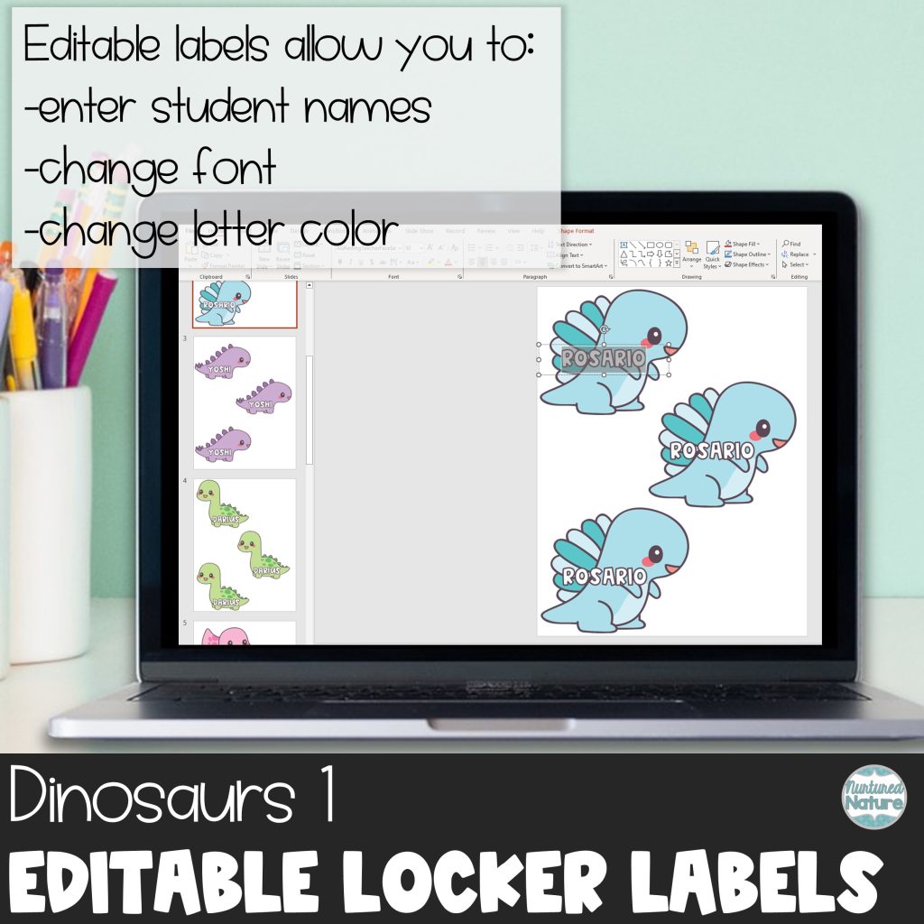 Dinosaur Locker Labels – Editable Name Tags for Cubbies or Coat Hooks ...