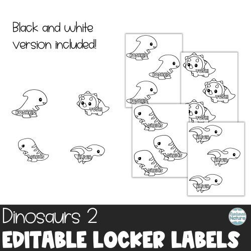 Dinosaur Locker Labels 2 - Editable Name Tags for Cubbies or Coat Hooks ...
