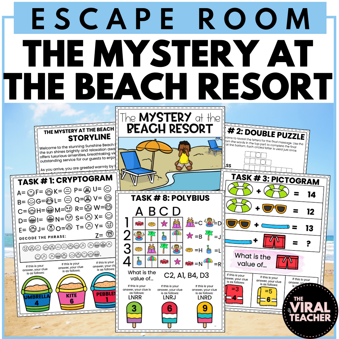 Summer Escape Room The Mystery at the Beach Resort | Made By Teachers