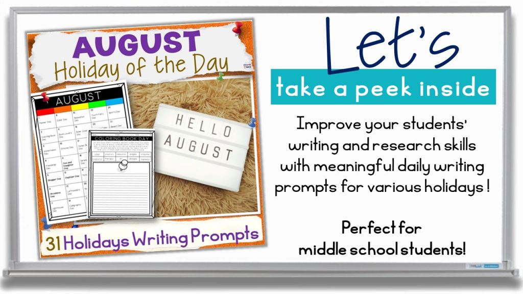 August Morning Work, Holiday of the Day Bell Ringers ELA Writing ...