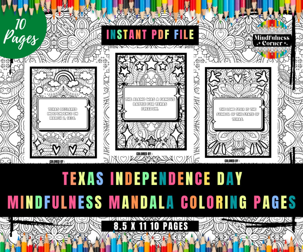 Texas Independence Day Activities, Facts Saying Mindfulness Mandala ...