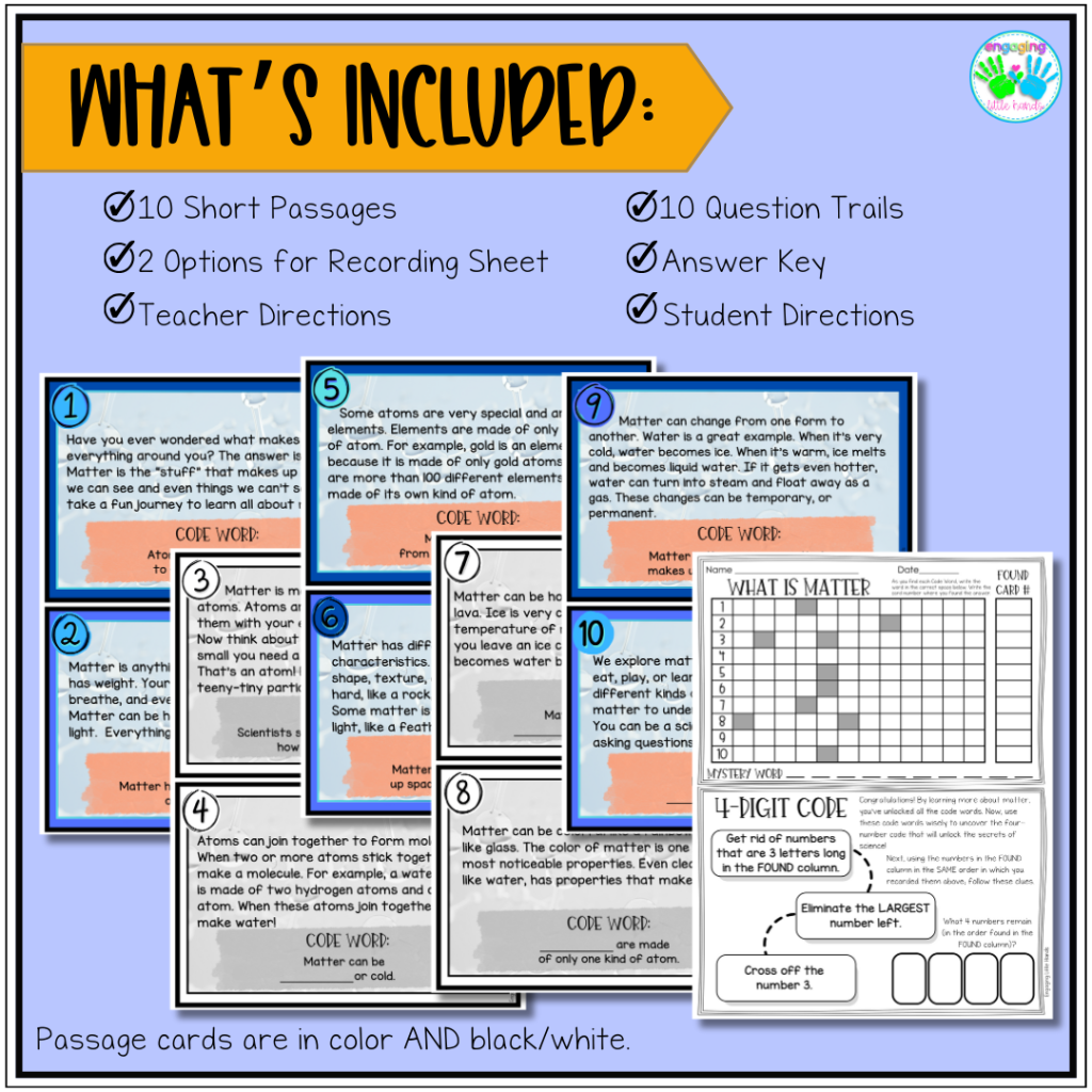 Introducing Matter Scavenger Hunt Reading Comprehension Activity | Made ...
