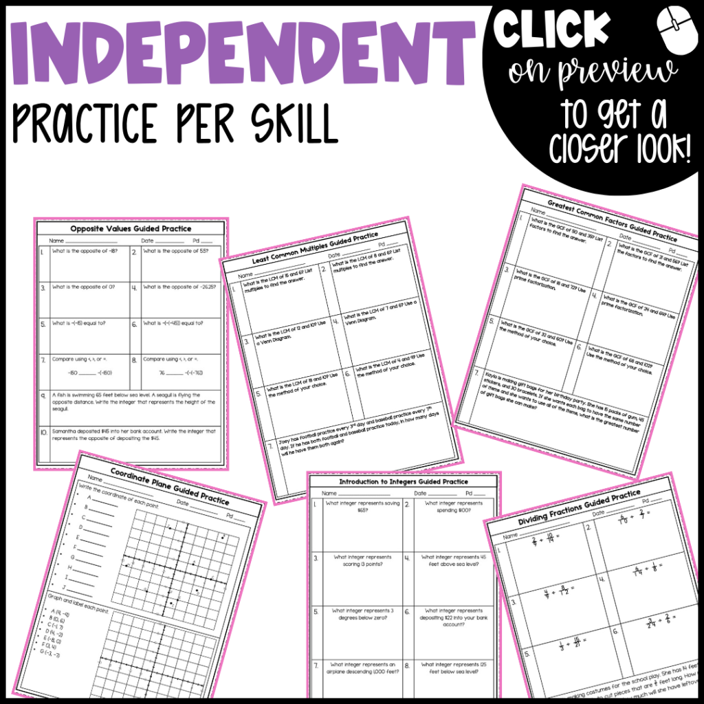 6th Grade Number System Math Notes - Fraction and Decimal Operations ...