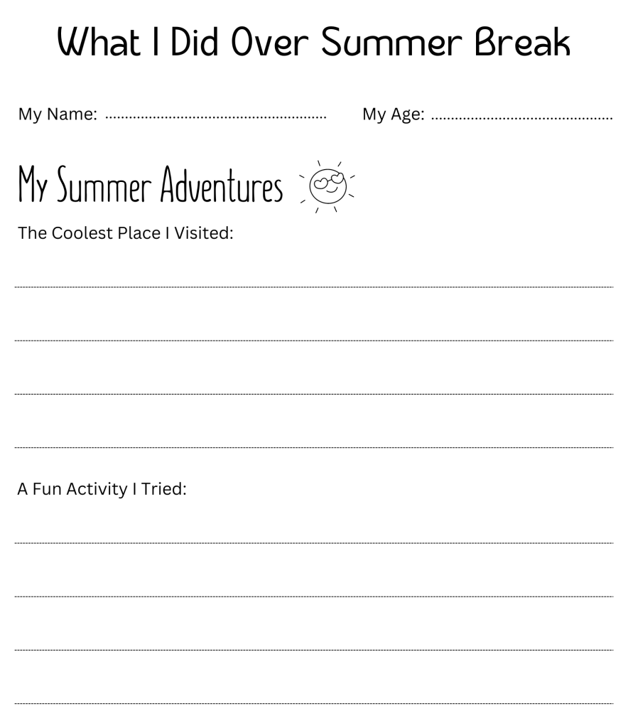 Printable What Did You Do This Summer Worksheet - What I Did Over ...