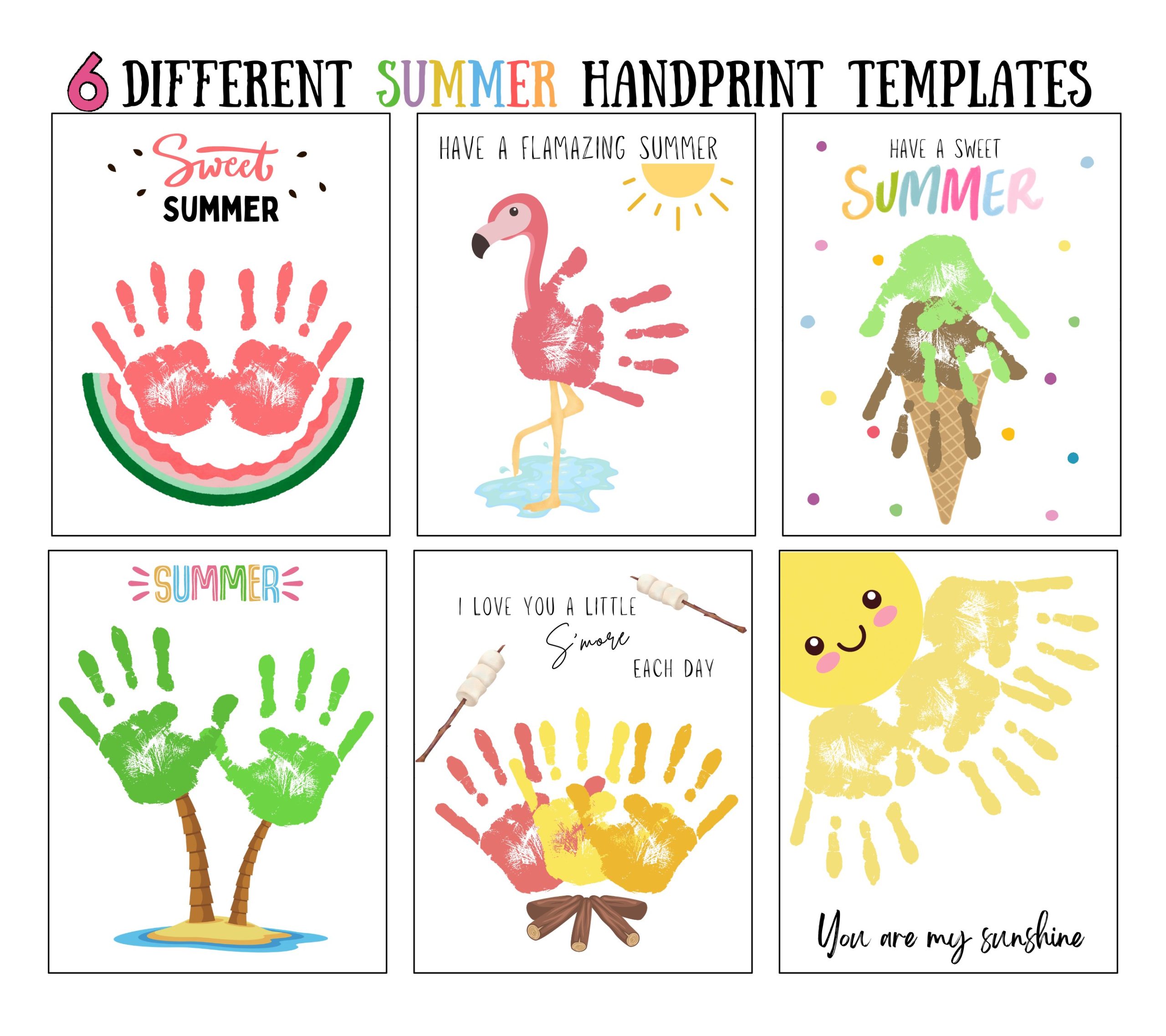 Five Little Flowers Handprint Art Craft Printable Template / Spring ...