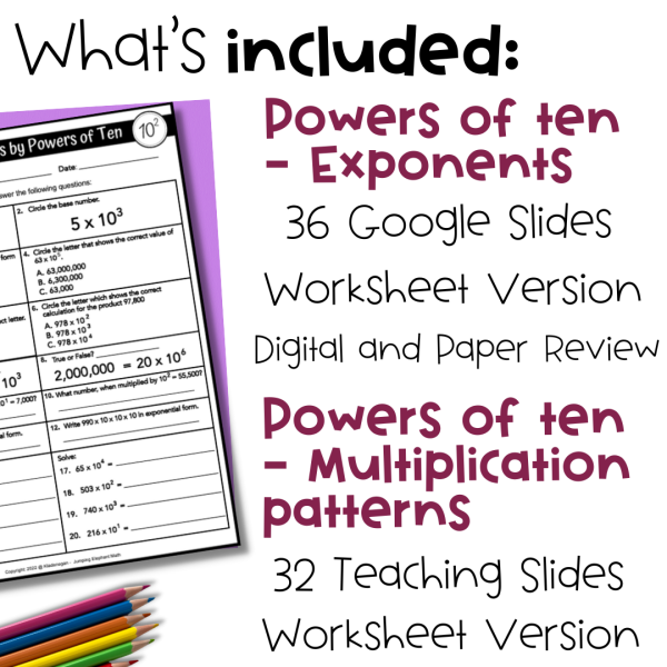 Multiply Whole Numbers by Powers of Ten and Exponents Bundle - Made By ...