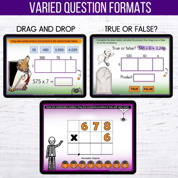 Halloween 3x1 Digit Area Model Multiplication and Standard Form Google ...