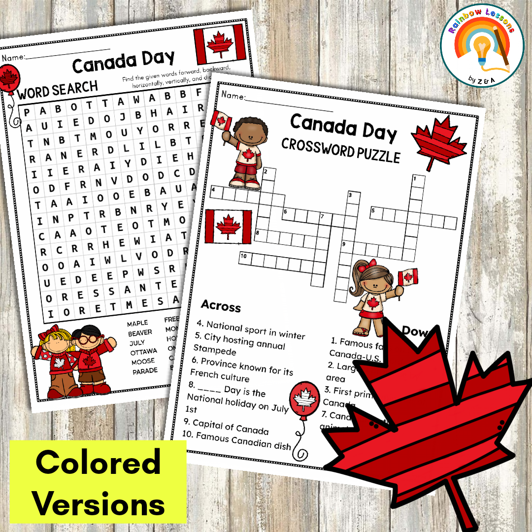Canada Day Word Search Puzzle | Canada Day Activities | Canada Day Fun ...