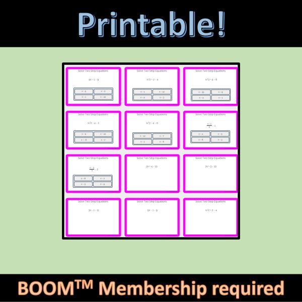 Solving Two Step Equations Boom Digital Task Cards | Made By Teachers