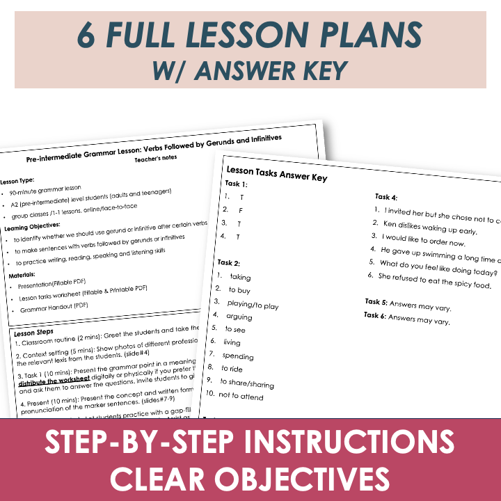 A2 Grammar Lesson Plans, Worksheets, Activities BUNDLE #2 - Adult ESL ...