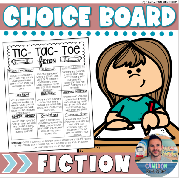 Reading Response Fiction Tic Tac Toe Menu Choice Board - Made By Teachers