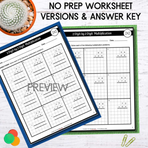 2 Digit by 2 Digit Multiplication Standard Form Google Slides and ...