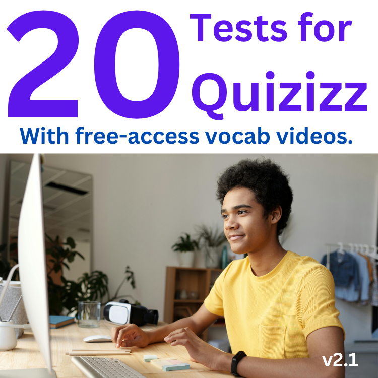20 Vocabulary Builder Videos with Quizizz Tests, V2.1 - Made By Teachers