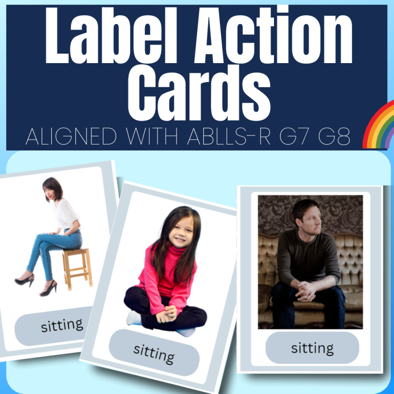Label Common Actions Picture Cards Aligned with ABLLS-R B19 Verb ...
