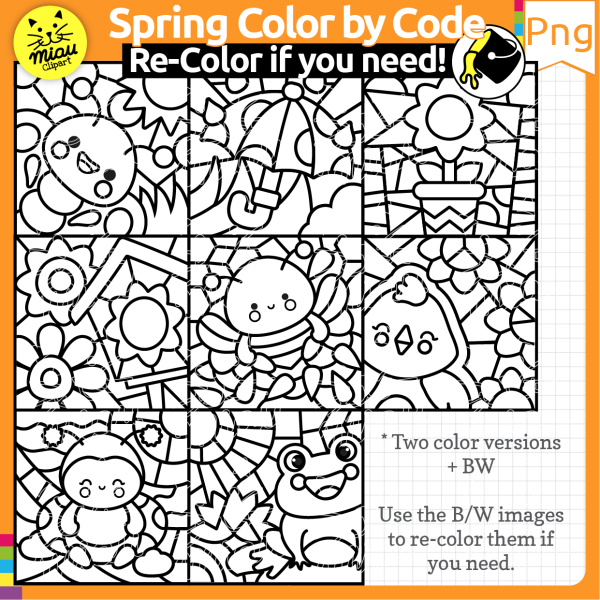 Spring Color by Code Clipart | Seasons | Color by Number by Word ...