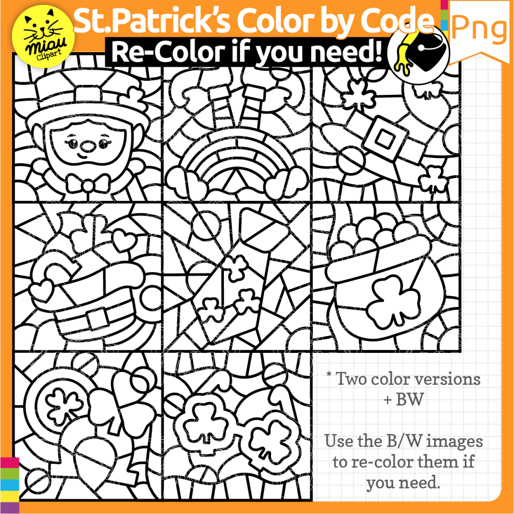 St. Patrick's Day Color by Code Clipart | Holidays | Color by Number by ...