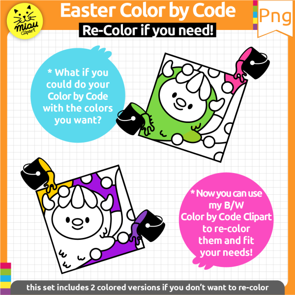 Easter Color by Code Clipart | Holidays | Color by Number by Word ...